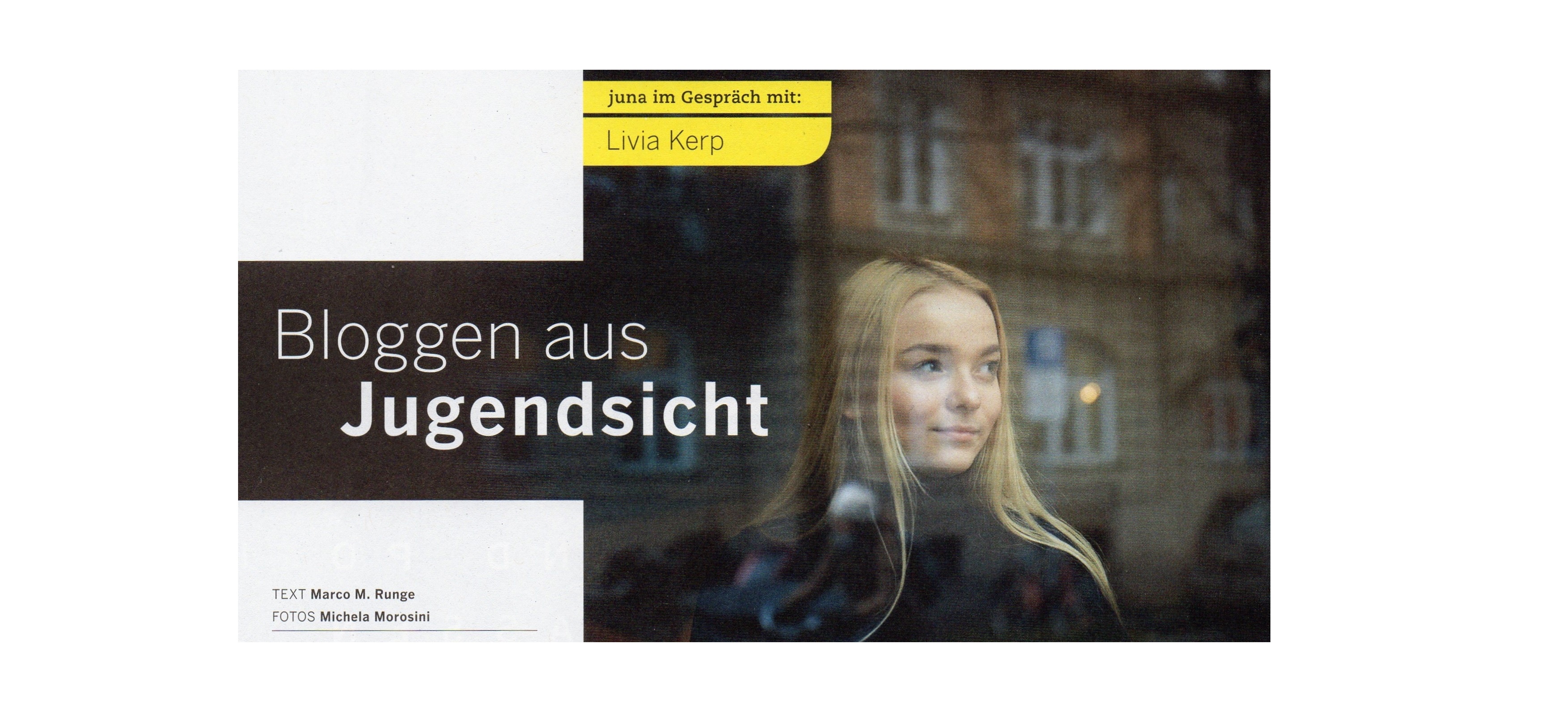 Jugendzeitschrift juna: Ein Portrait über mich als Bloggerin – Livia ...